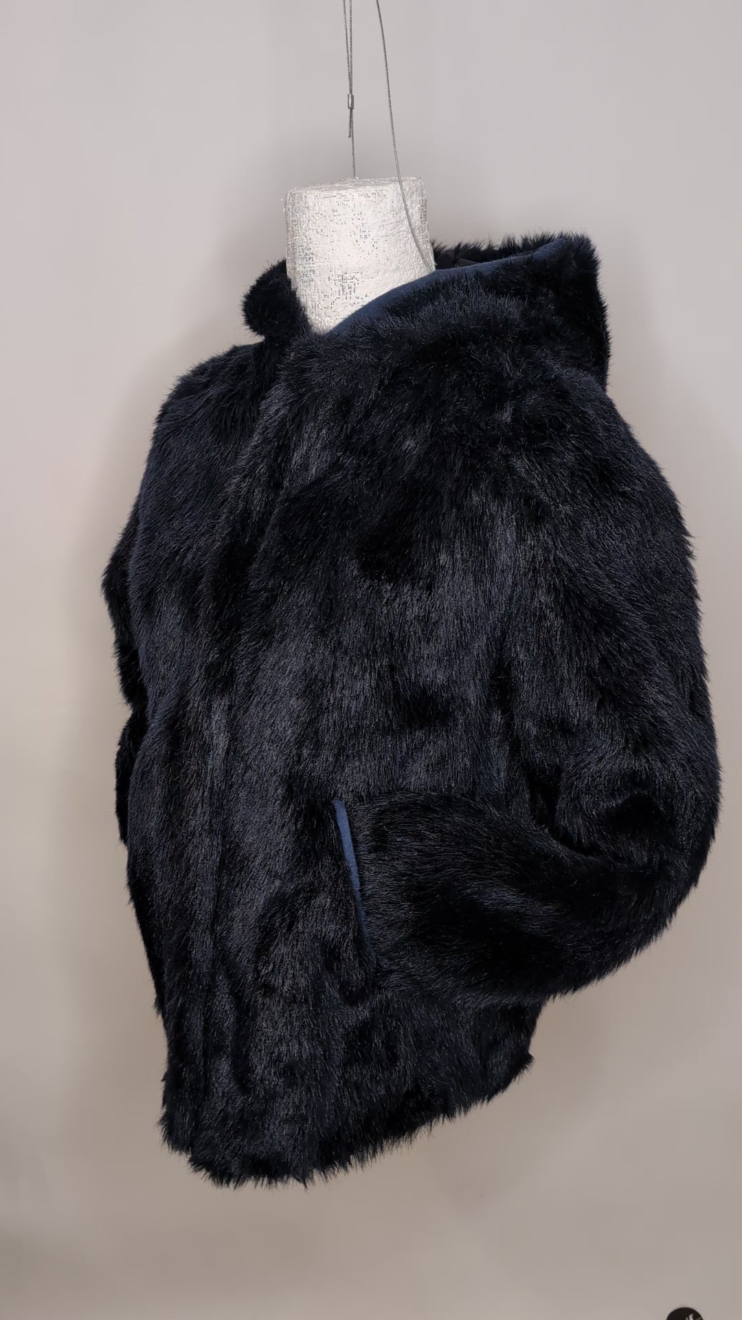 Bomber Jacket. Dark Indigo. Faux Fu – Daryl K